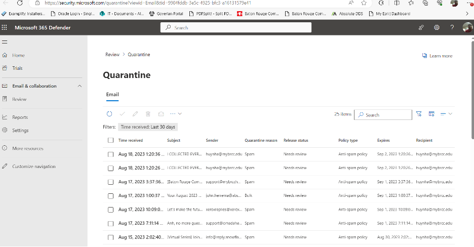 Quarantined Email | BRCC